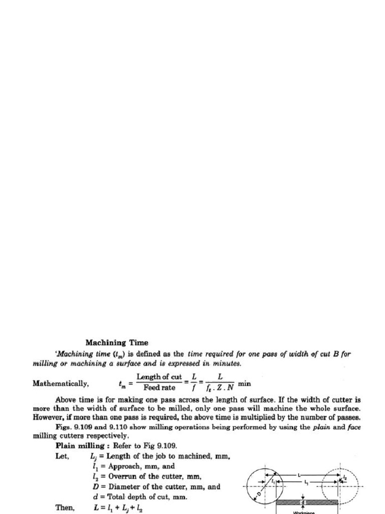 Machining Time Calculations - Milling | PDF
