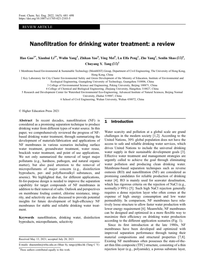nanofiltration | PDF | Membrane | Water Treatment