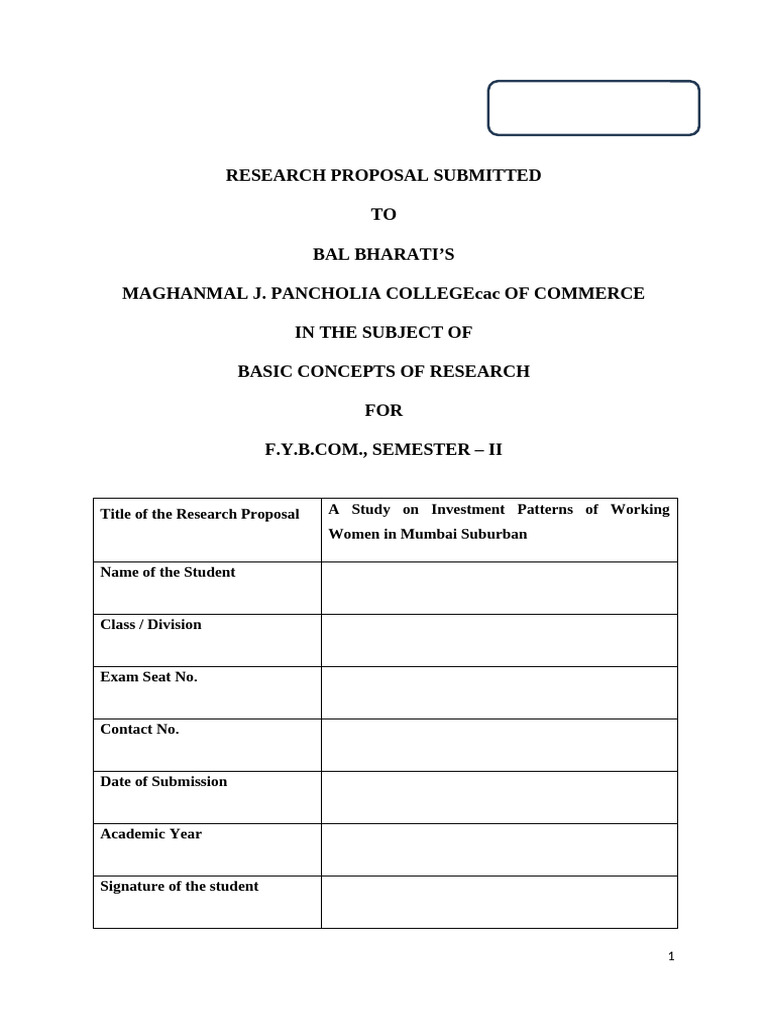 Sample Research Proposal-1 | PDF | Investing | Data