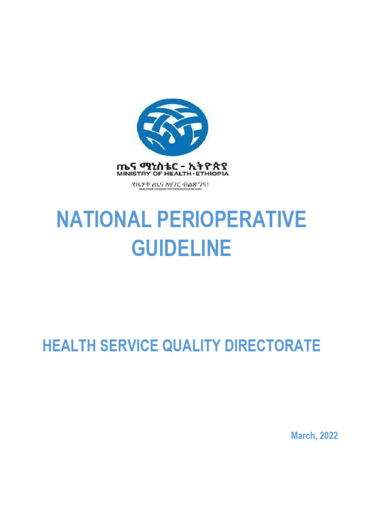 Final Perioperative Guideline For Print | PDF | Surgery | Perioperative