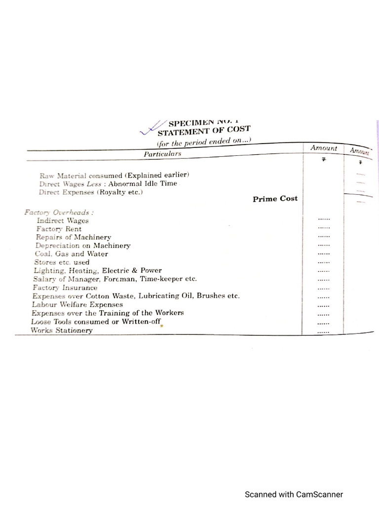 Cost Sheet | PDF