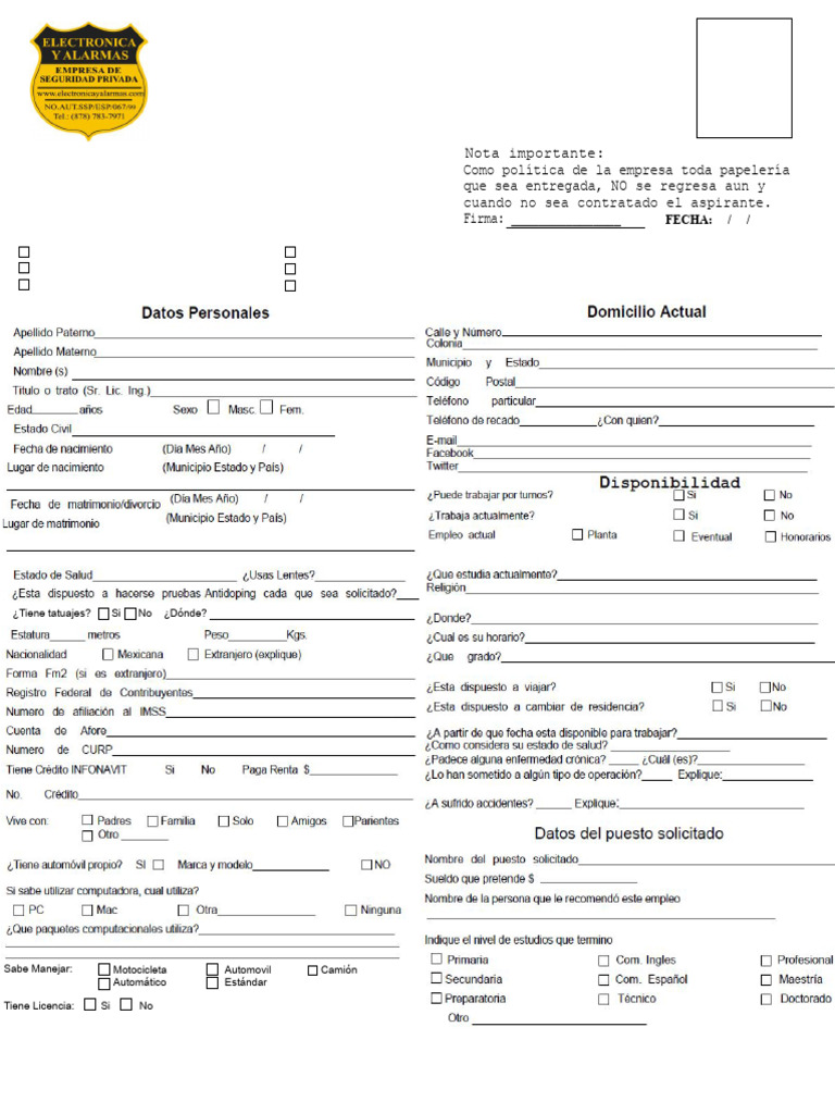 0001SOLICITUD DE EMPLEO EAS | PDF