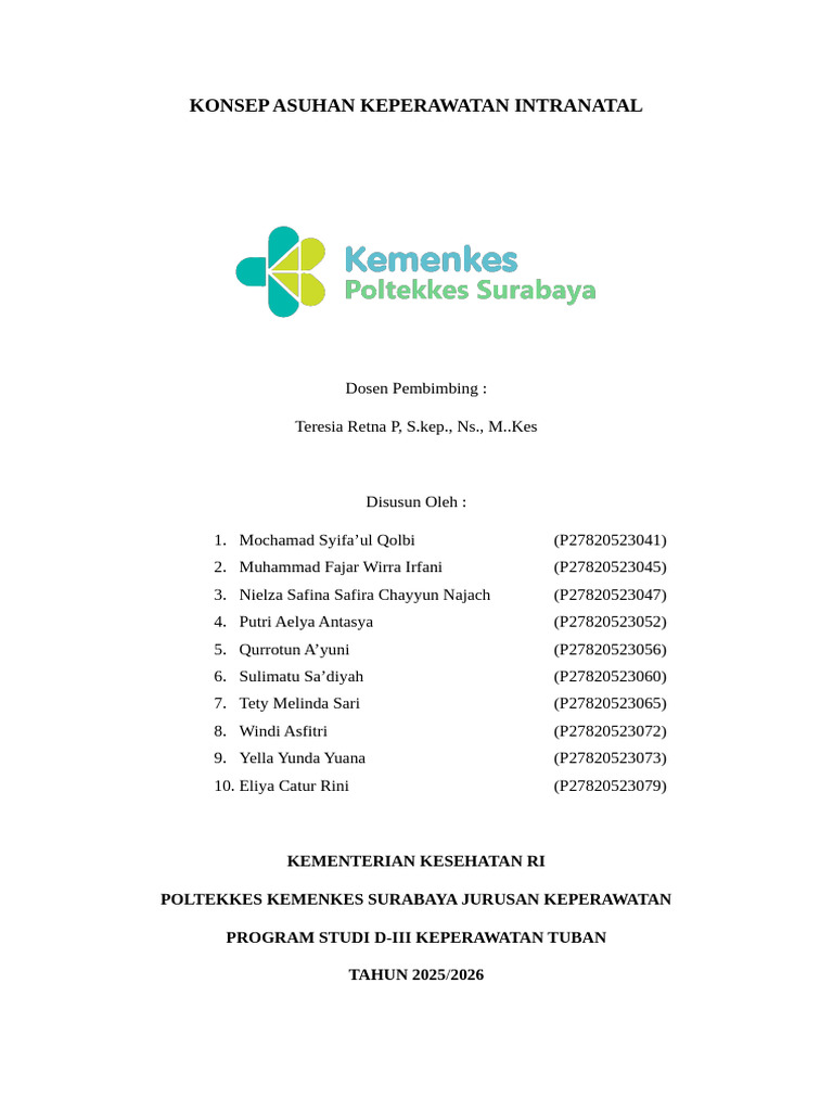 Askep Intranatal Kep Maternitas | PDF