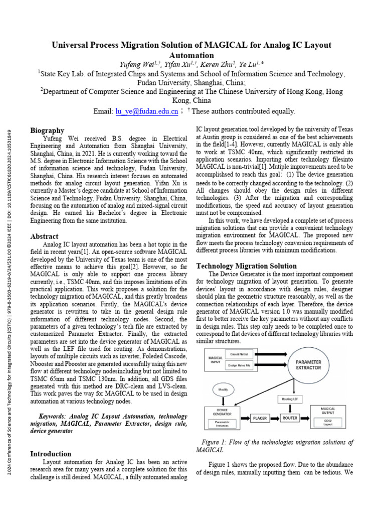 Universal Process Migration Solution of MAGICAL For Analog IC Layout Automation | PDF ...