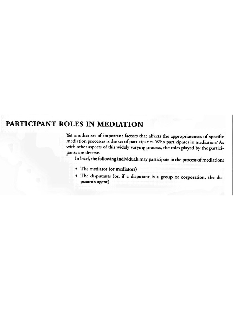 Participant Roles in Mediation | PDF