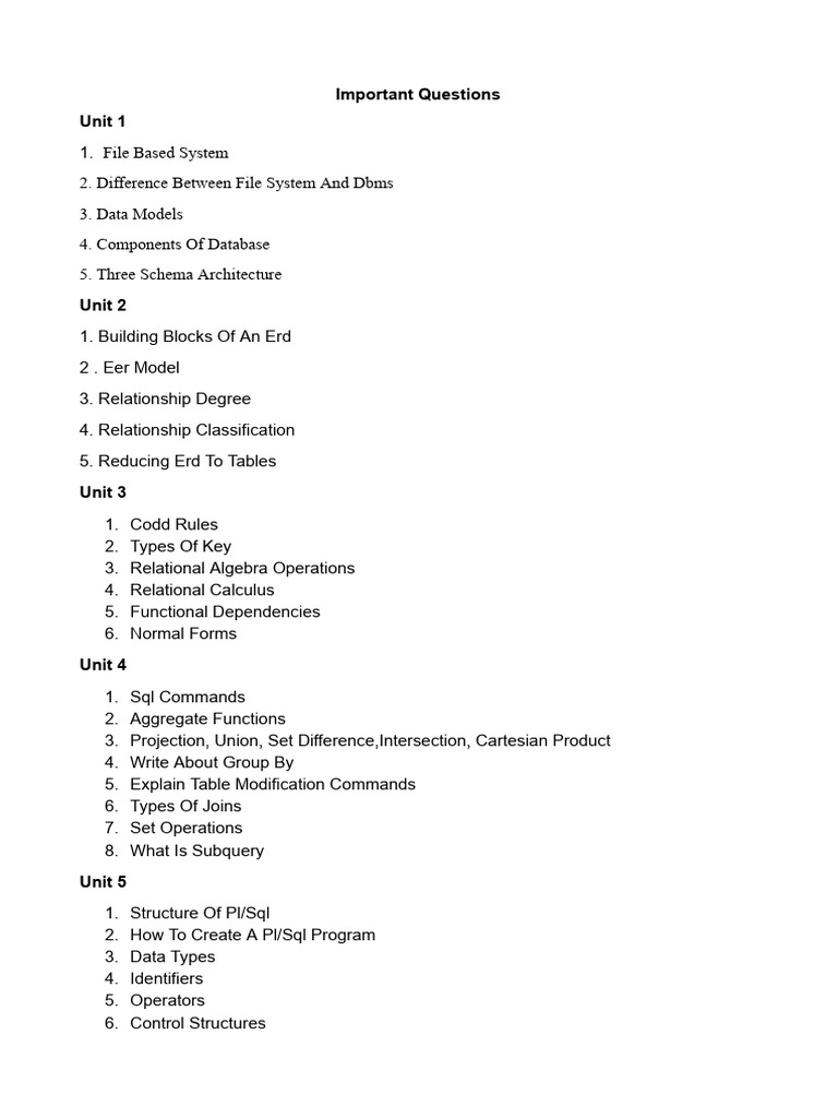 Dbms - Imp Questions | PDF