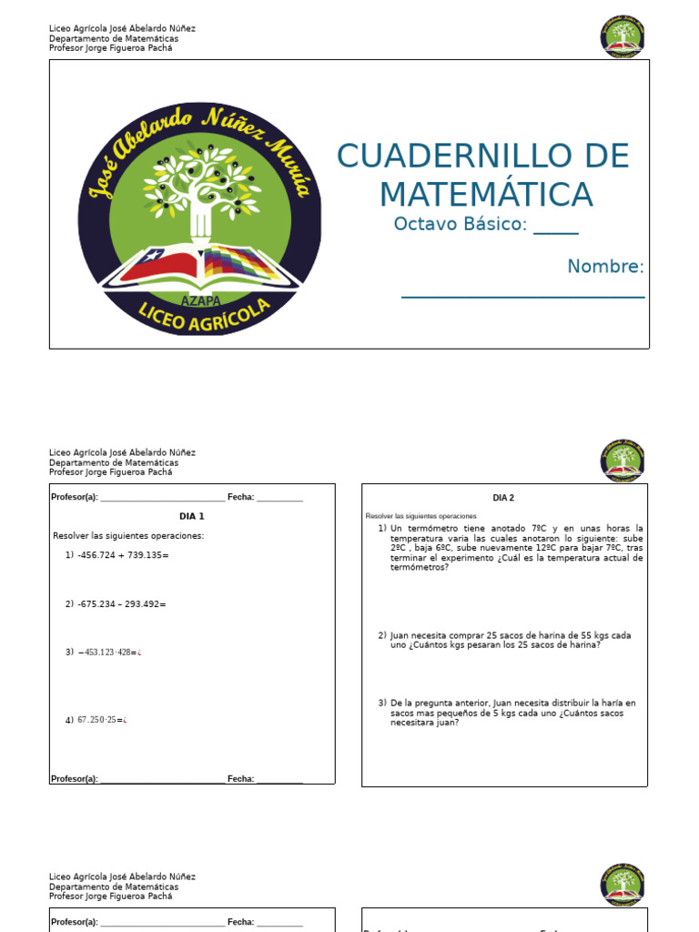 CUADERNILLO DE MATEMATICA 8vo 2do SEM | PDF