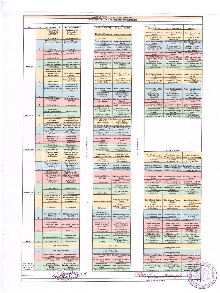 Master Time Table-2025 | PDF