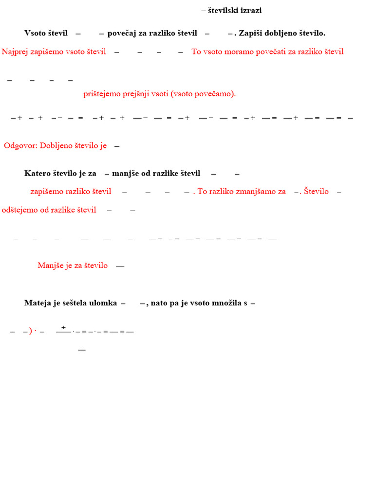 Besedilne Naloge C5a1t. Izrazi Z Ulomki | PDF