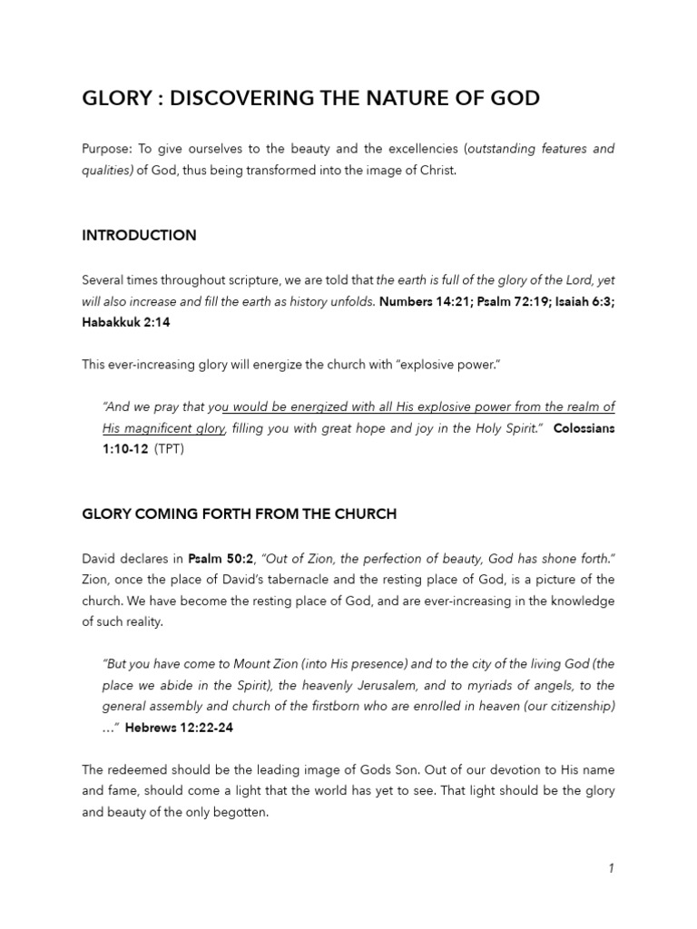 Understanding God's Glory and Nature | PDF | Glory (Religion) | Revelation