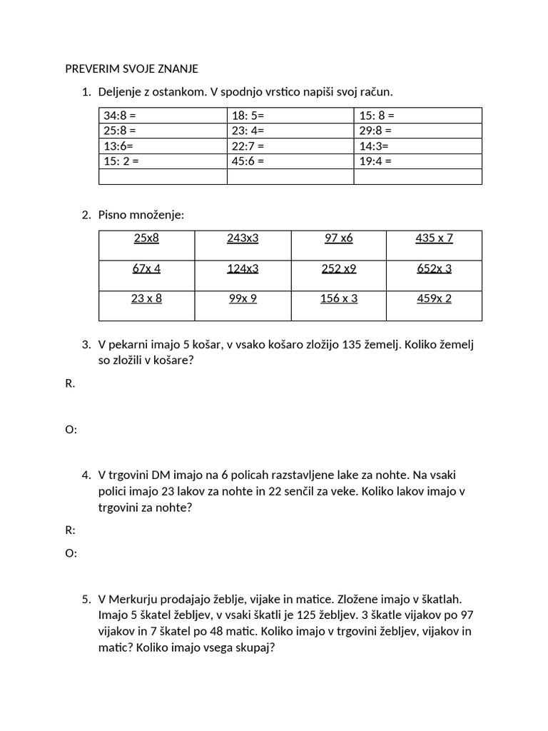 Besedilne Naloge | PDF