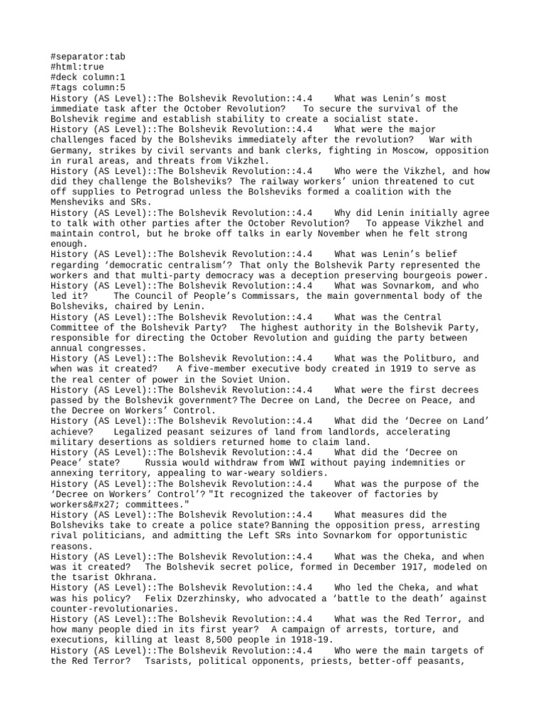 History (As Level) - The Bolshevik Revolution | PDF | Vladimir Lenin ...