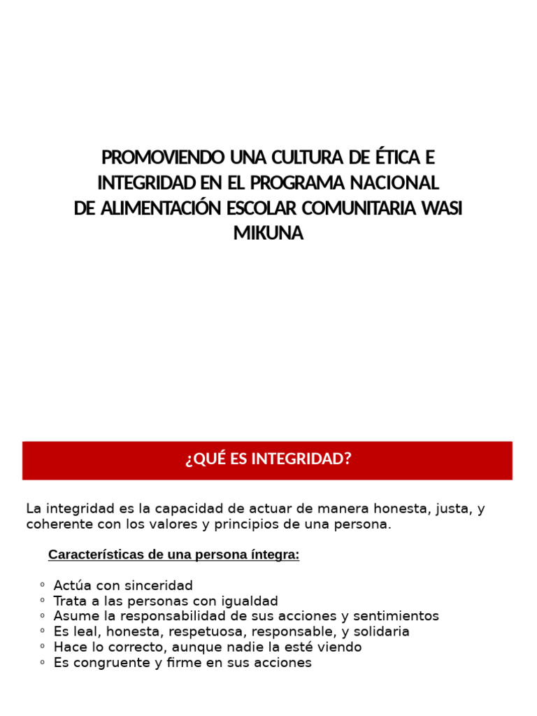 Ética e Integridad Wasi Mikuna 2025 | PDF
