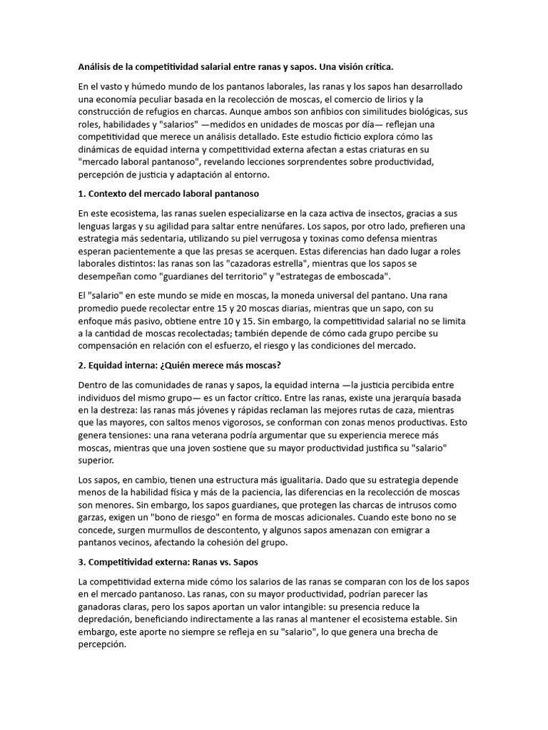 Análisis de La Competitividad Salarial Entre Ranas y Sapos | PDF | Rana ...