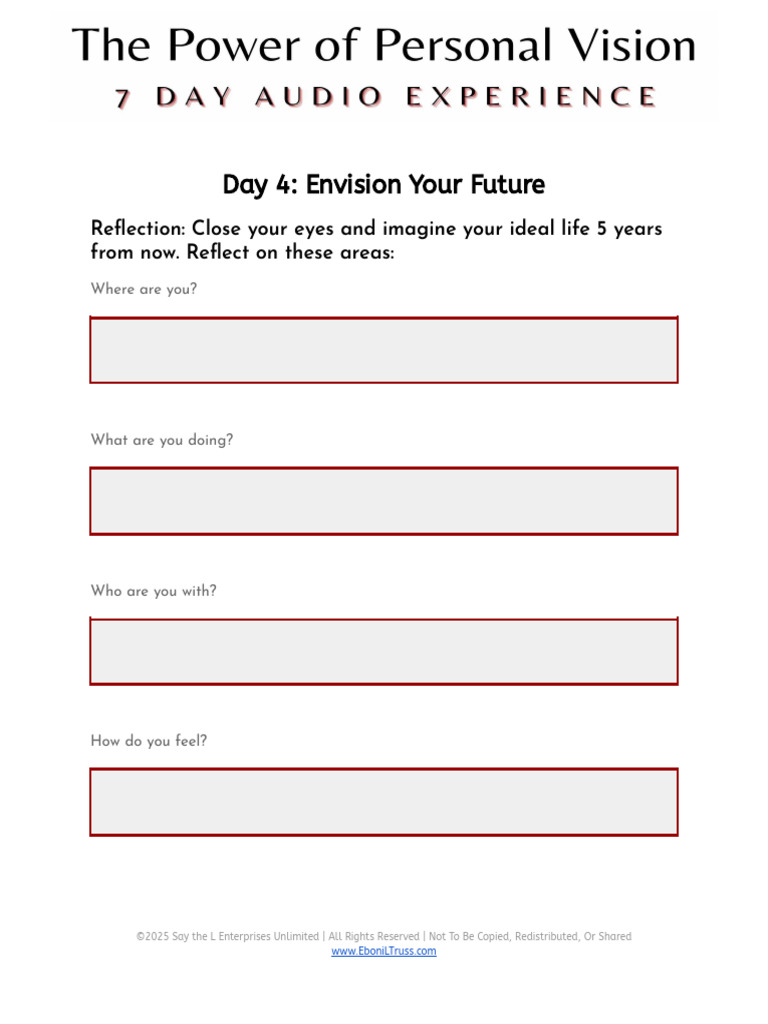 Power of Personal Vision Workbook Day 4 | PDF