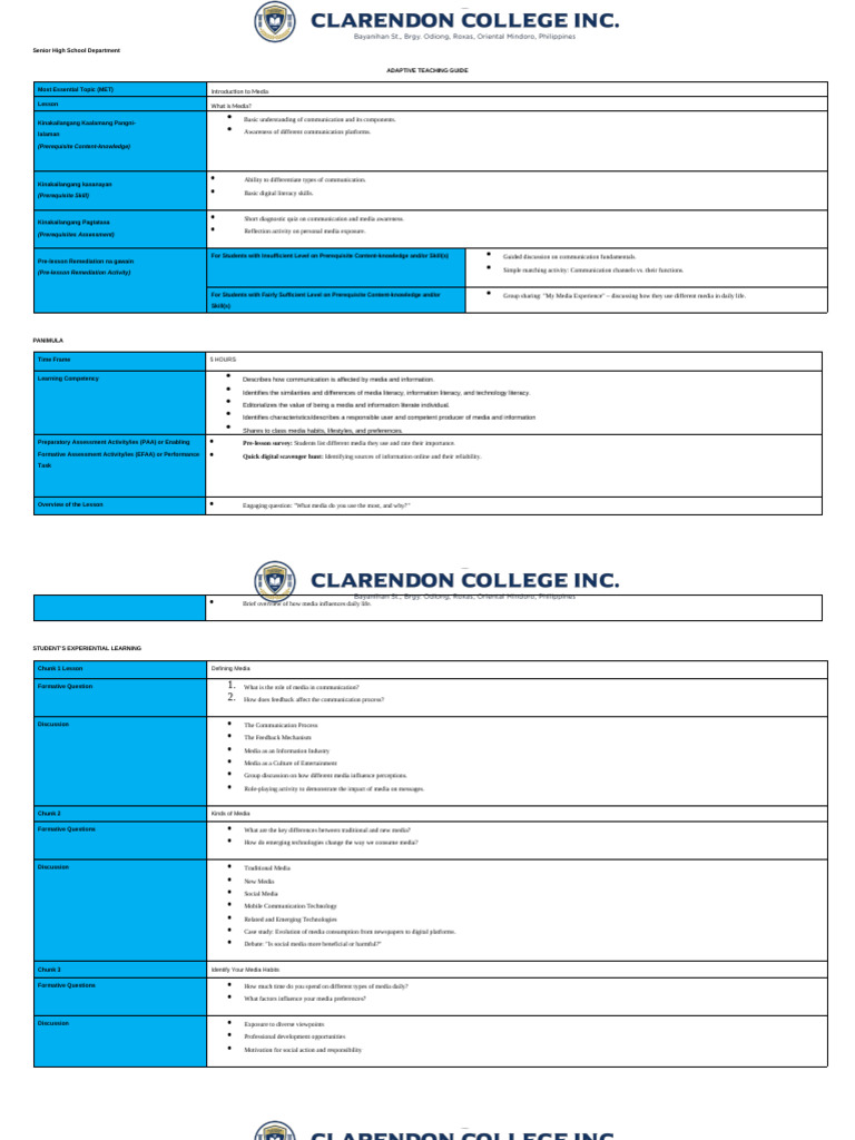 MIL. Unit 1. Lesson 1 Done | PDF | Communication | New Media