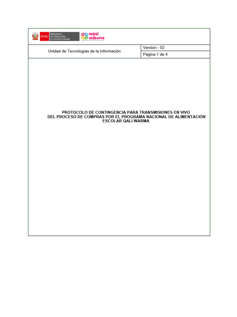 Protocolo de Contingencia - Versión #02 | PDF | Internet | Streaming Media