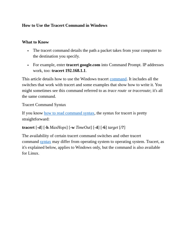 How To Use The Tracert Command in Windows | PDF | Computer Science ...