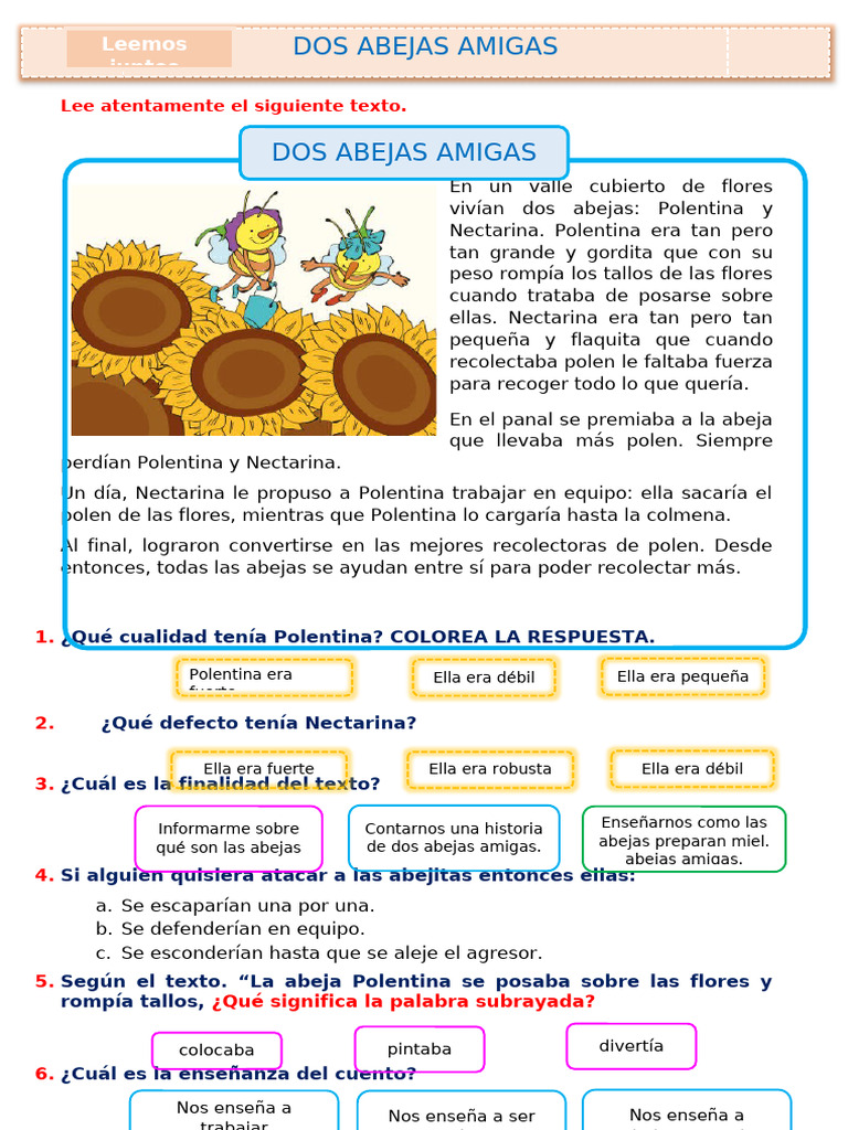 Leemos Dos Abejas Amigas | PDF | Miel