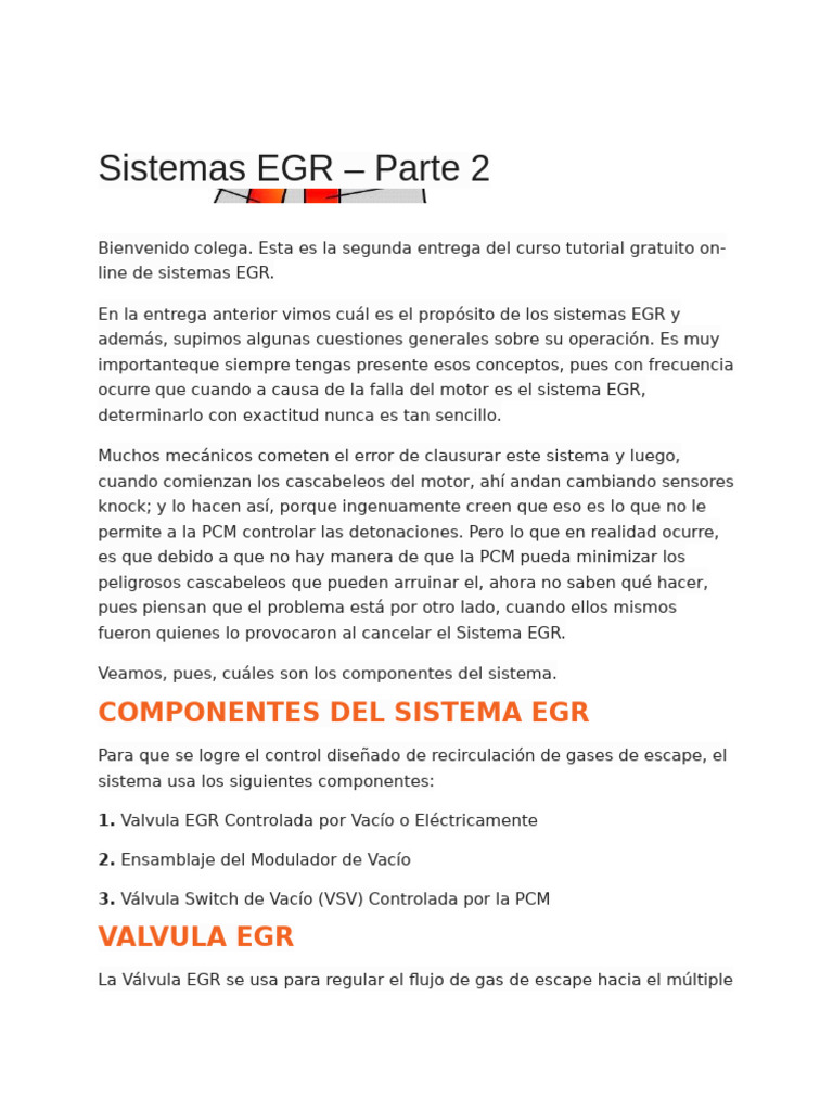 Sistemas EGR | PDF | Electrónica | Válvula