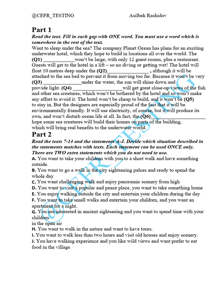 Multilevel Reading Mock - Test 2 | PDF