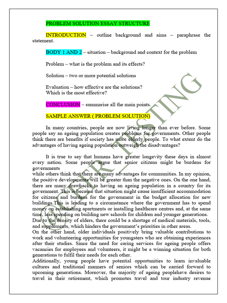 Problem Solution Essay Structure(1) | PDF | Old Age