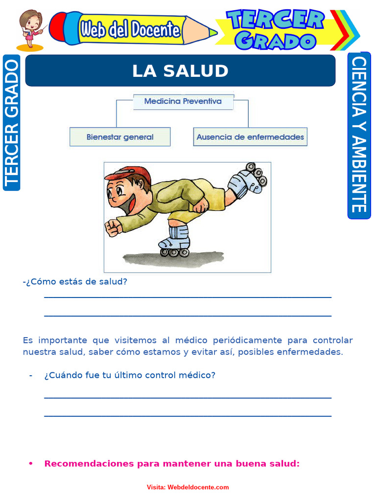 La Salud para Tercer Grado de Primaria | PDF | Higiene | Medicina