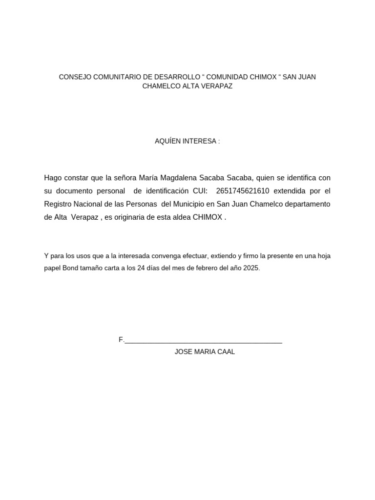 Concejo Comunitario de Desarrollo " Comunidad Chimox " San Juan ...