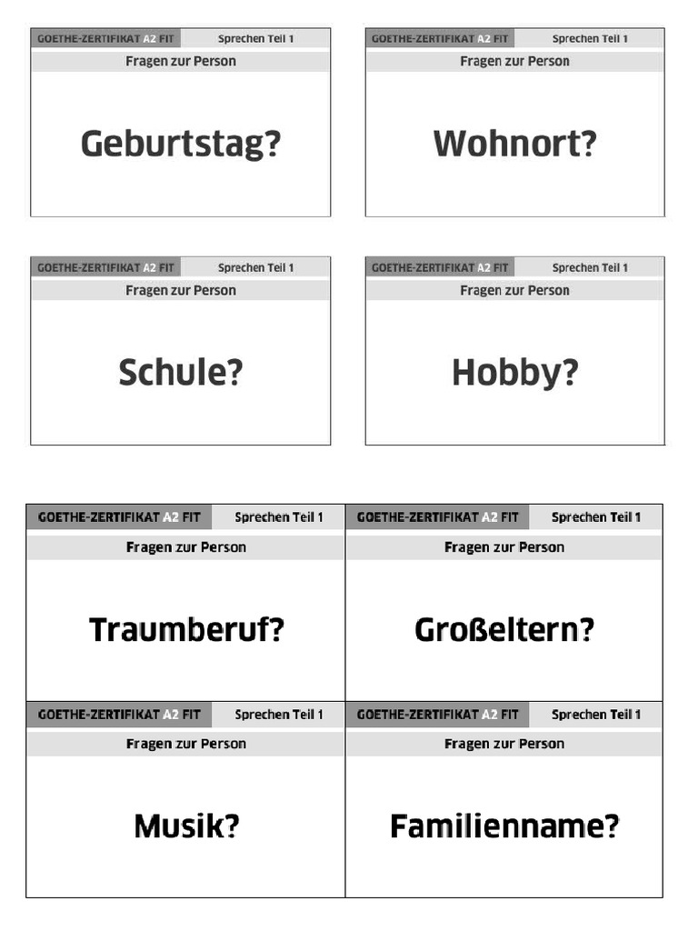 A2 Sprechen Teil 1 | PDF