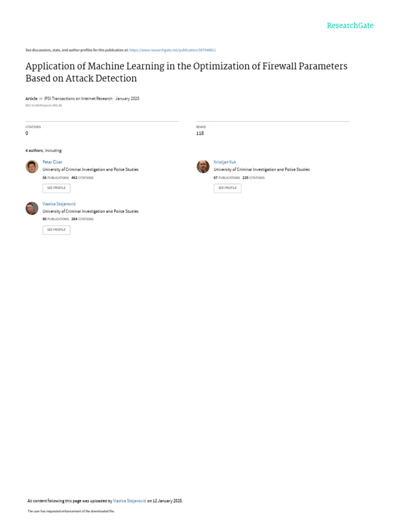 Application of Machine Learning in the Optimization of Firewall Parameters Based on Attack ...