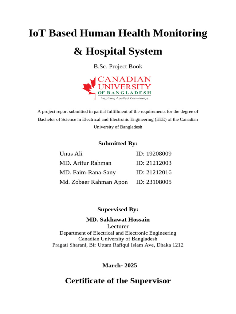 IoT Based Human Health Monitoring & Hospital System (Book) | PDF | Power Supply | Internet Of Things