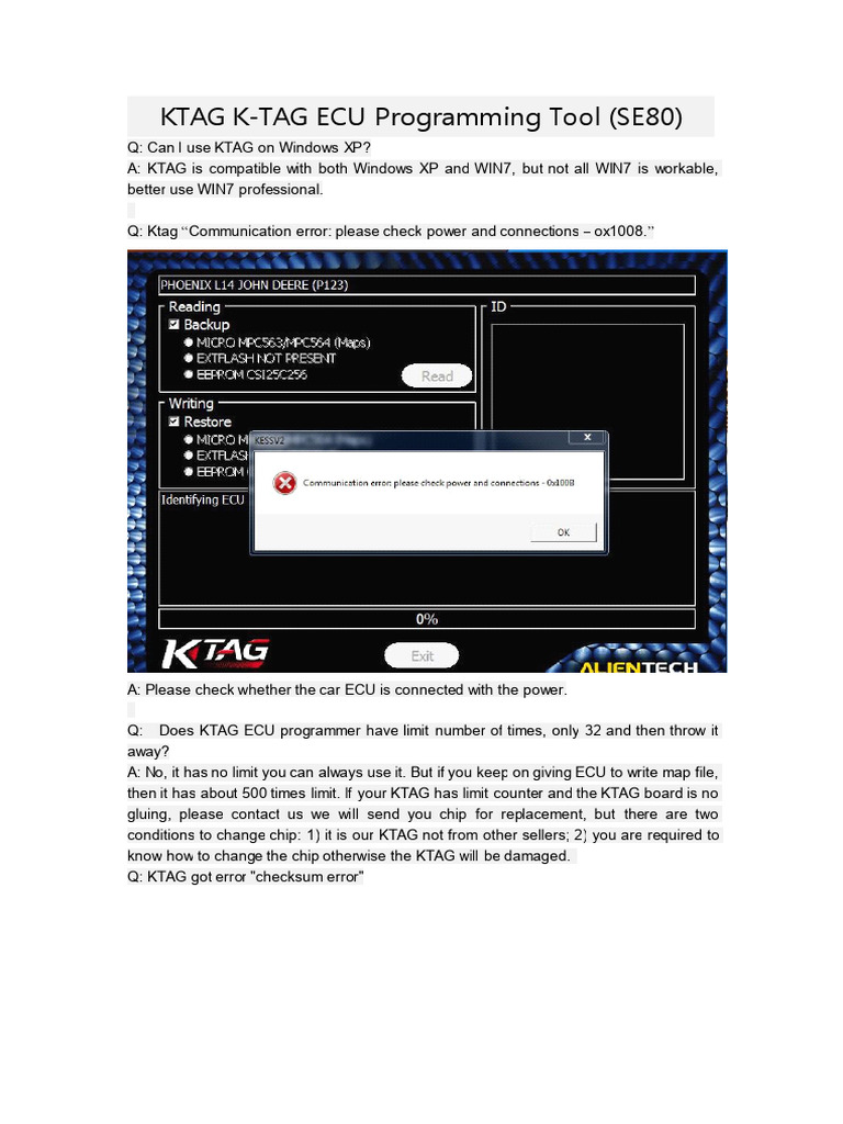 Ktag K Tag Ecu Programming Tool Faq | PDF