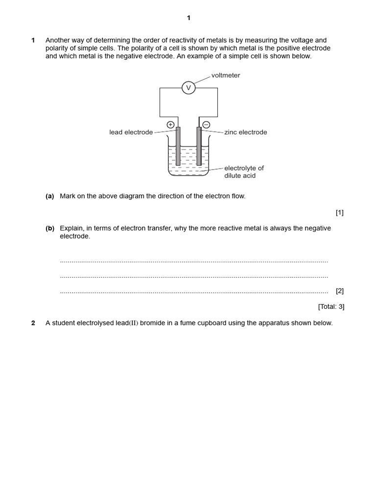 Electrolysis and Metal Reactivity Explained | PDF | Anode | Electrode