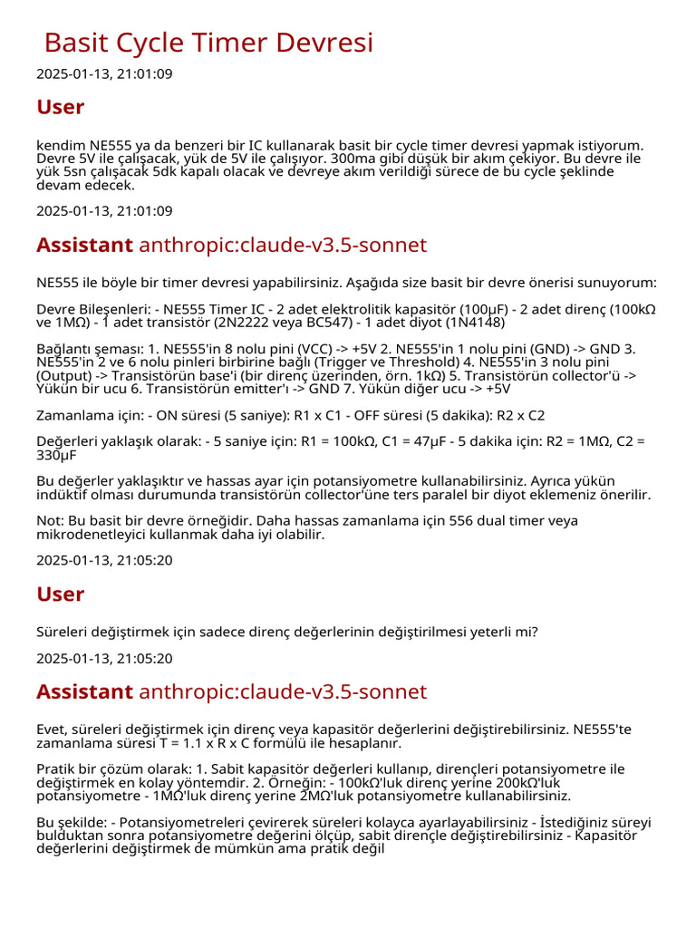Basit Cycle Timer Devresi | PDF