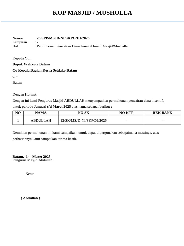 Contoh SPP Jan-Maret | PDF