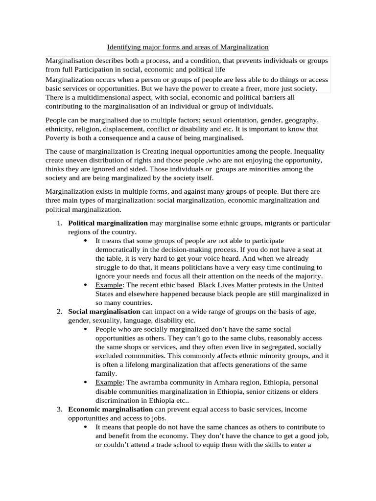 Understanding Forms of Marginalization | PDF | Social Exclusion ...