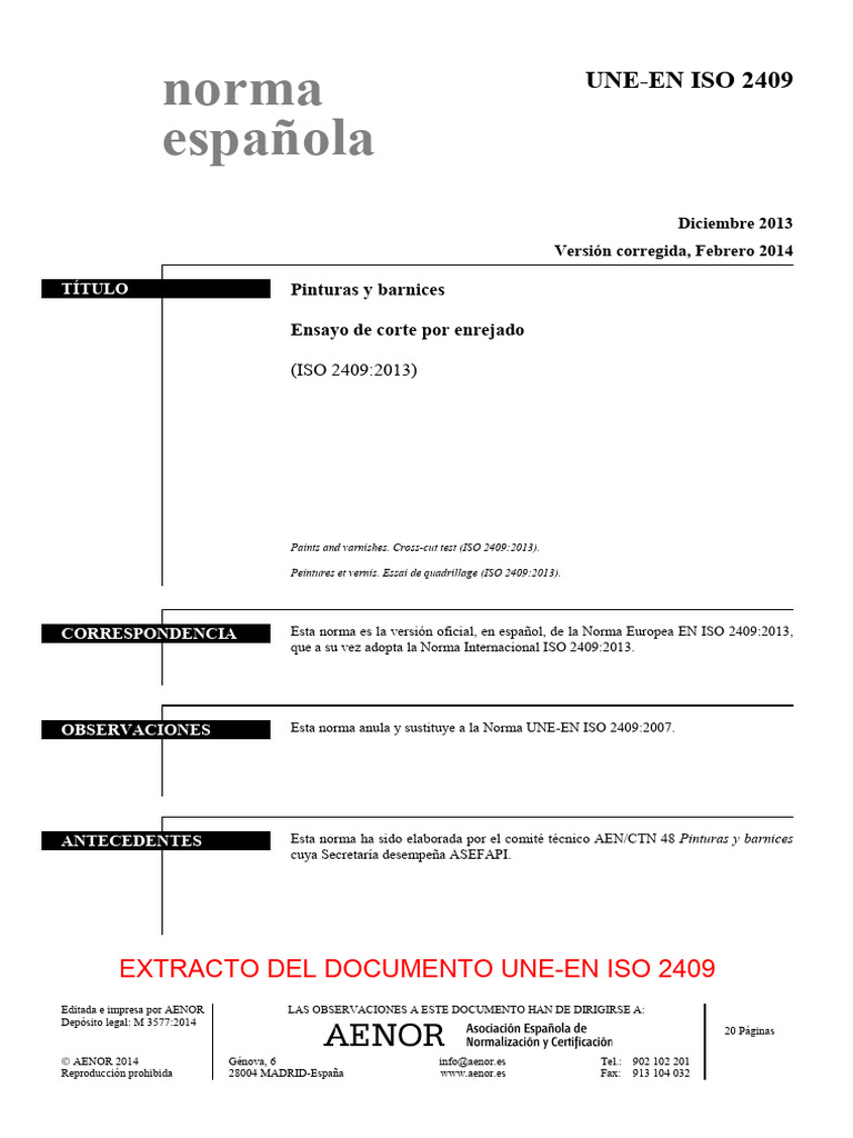 (Ex) Une-En Iso 2409 2013 | PDF | Revestimiento | Ensayos