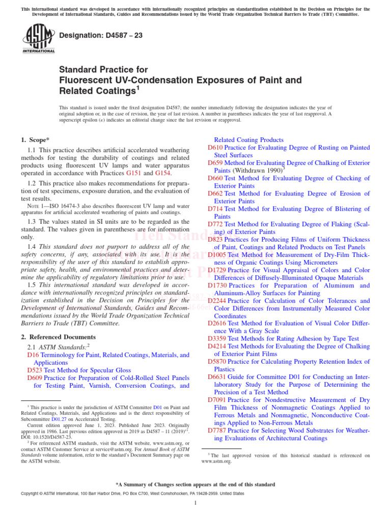 ASTM-D4587-23 Exposición Rayos UV | PDF | Ultraviolet
