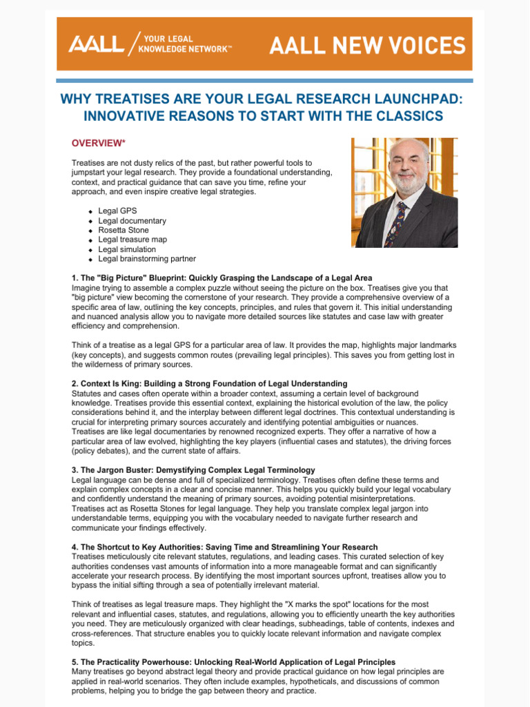 Nathan Rosen Why Treatises Are Your Legal Research Launchpad AALL 2025 ...