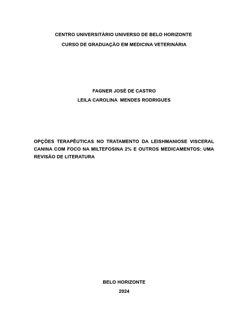Opções Terapêuticas No Tratamento Da Leishmaniose Visceral Canina Com ...