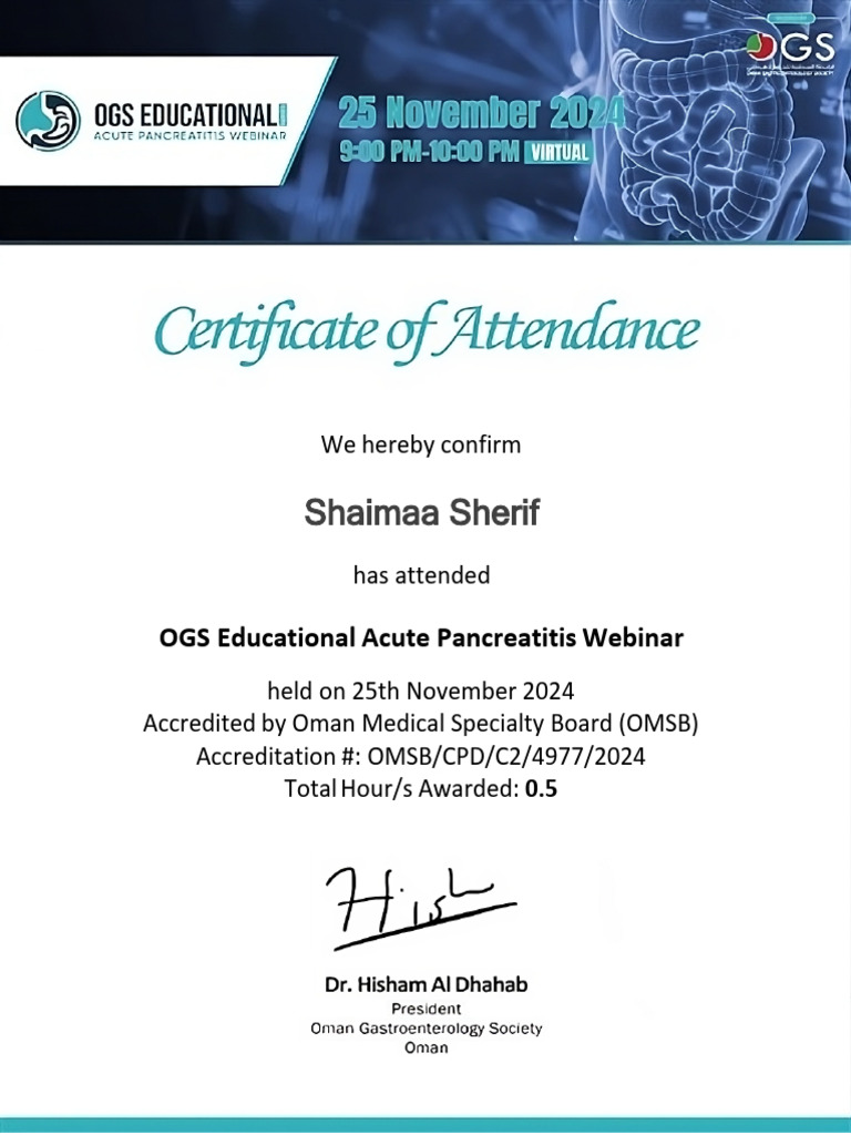 Certificate of Attendance (Participant CME) | PDF
