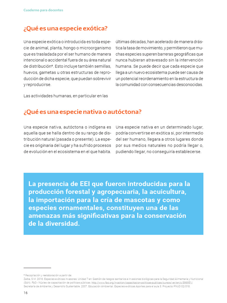 Especies Exoticas Invasoras en Argentina para 1er Año A y B | PDF ...