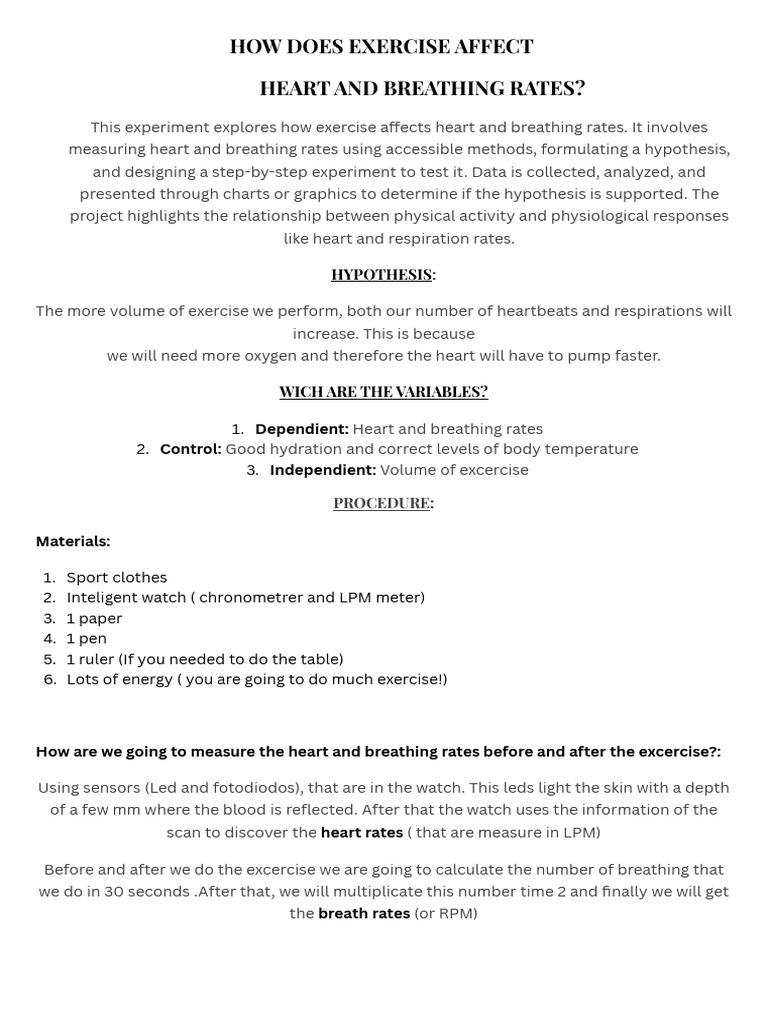Exercise's Impact on Heart and Breathing Rates | PDF | Breathing ...
