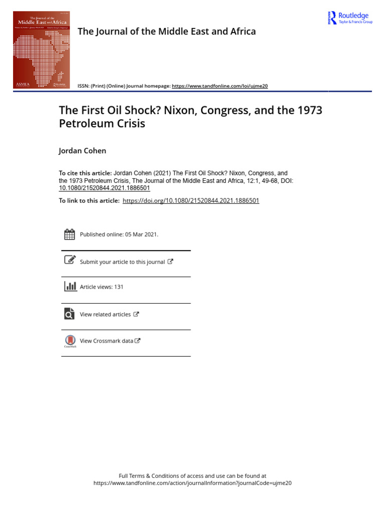 The First Oil Shock Nixon, Congress and The 1973 Petroleum Crisis | PDF ...