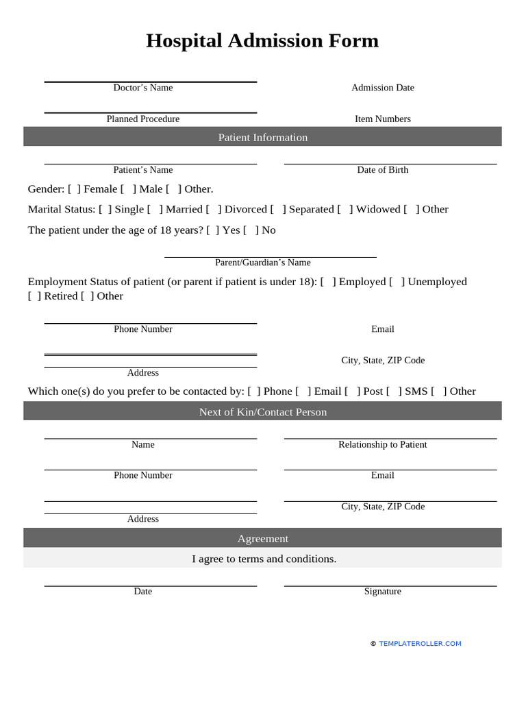 Main - Hospital Admission Form | PDF