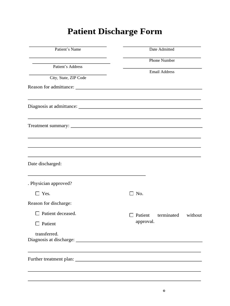 Patient Discharge Form Template | PDF