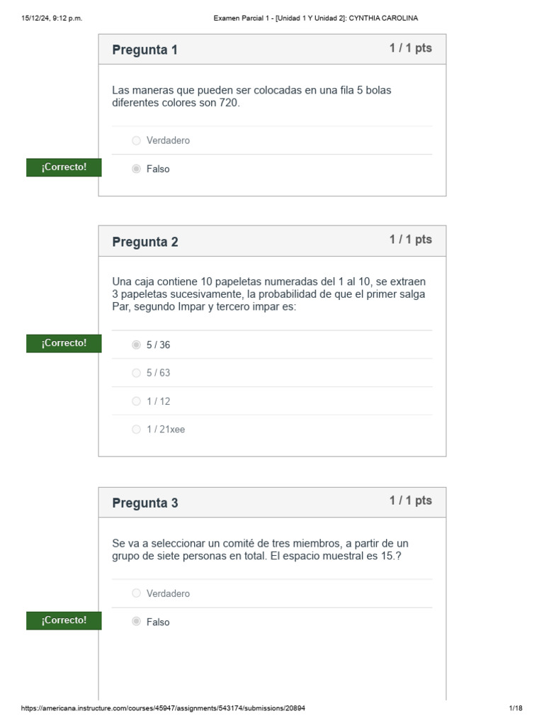 Examen Parcial 1 - (Unidad 1 Y Unidad 2) | PDF | Probabilidad | Teoría ...