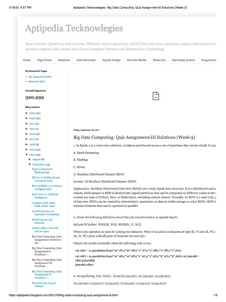 Online Mcqs for Big Data 2 | PDF