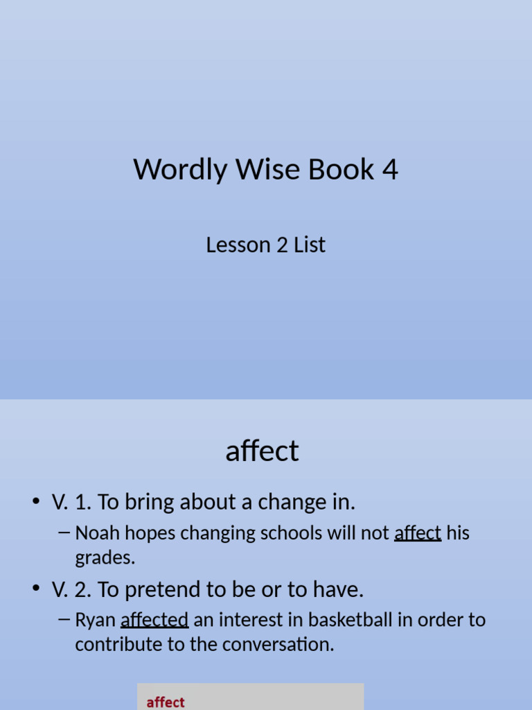 Wordly Wise Book 4 Lesson 2 Vocabulary | PDF