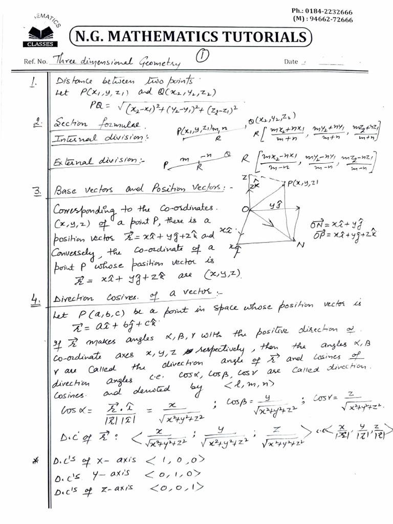 CH-11 Three-Dimensional Geometry | PDF